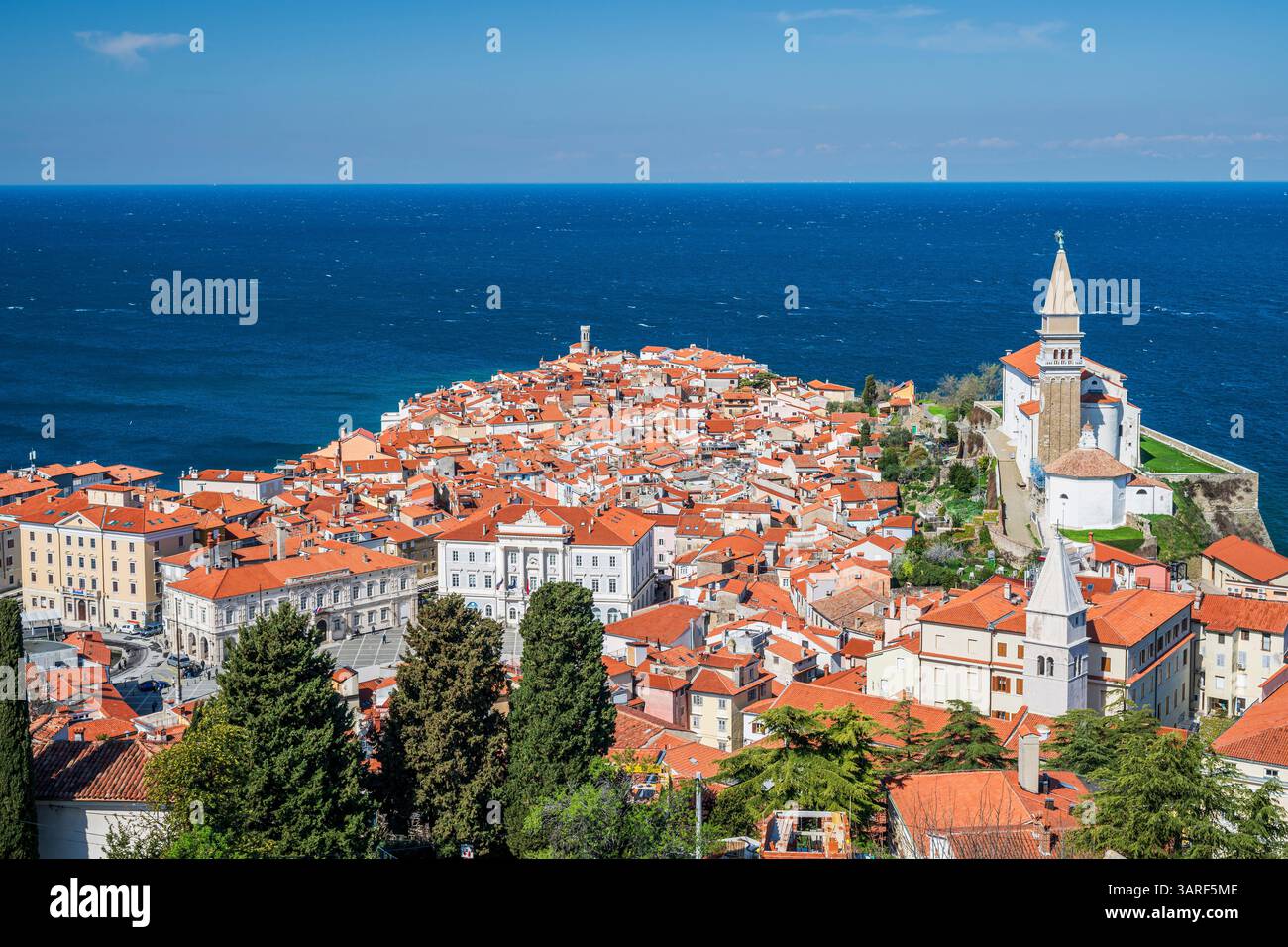 Aerial view beautiful town piran hi-res stock photography and images ...