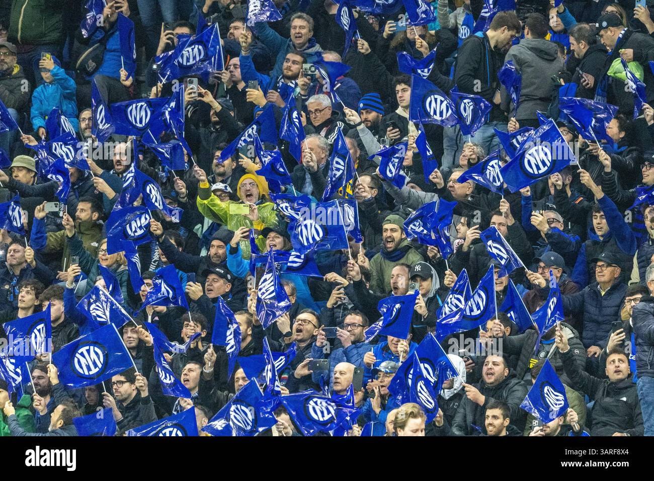 flags FC Internazionale supporters during quarter final match Fc ...