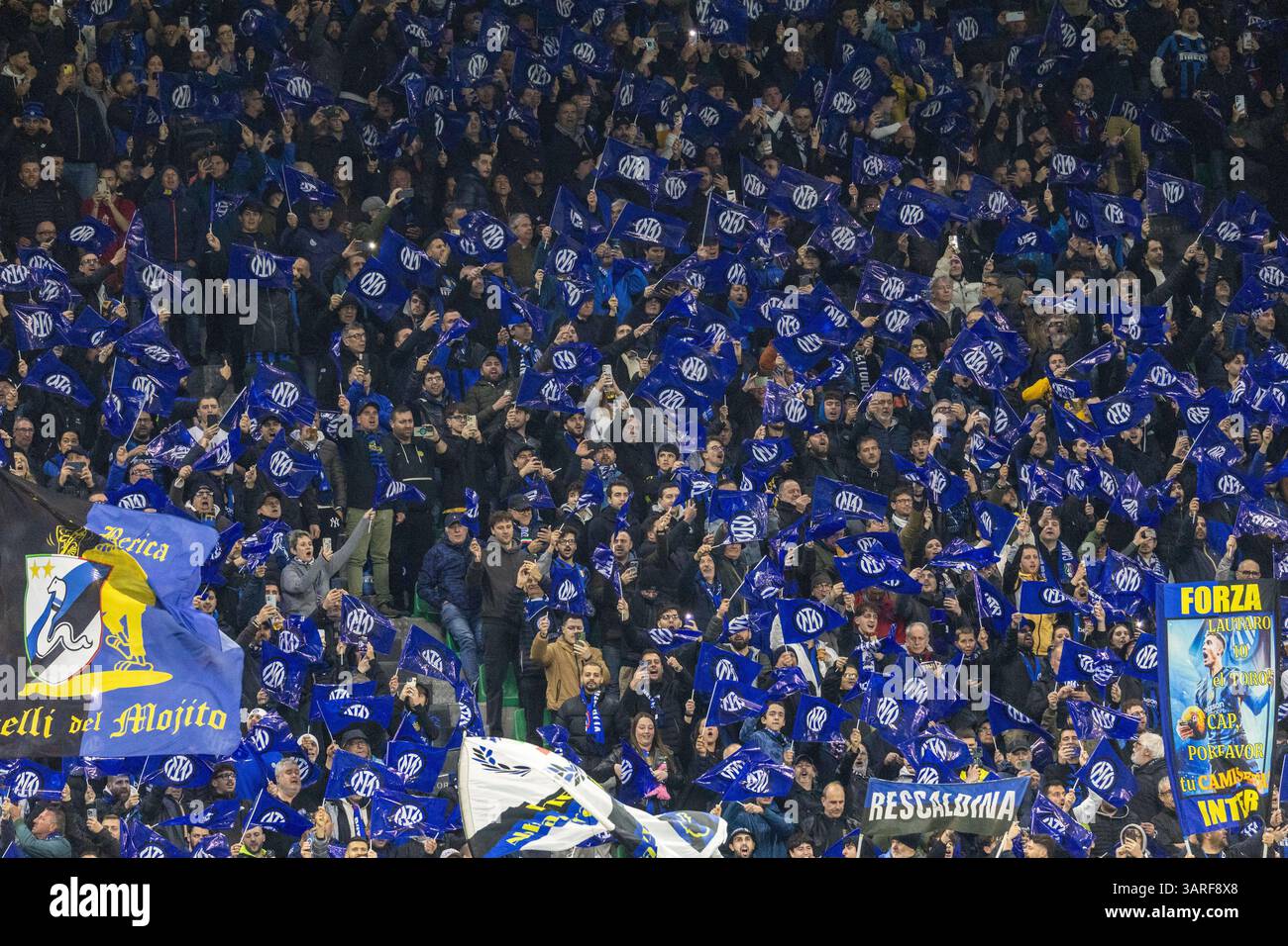 flags FC Internazionale supporters during quarter final match Fc ...