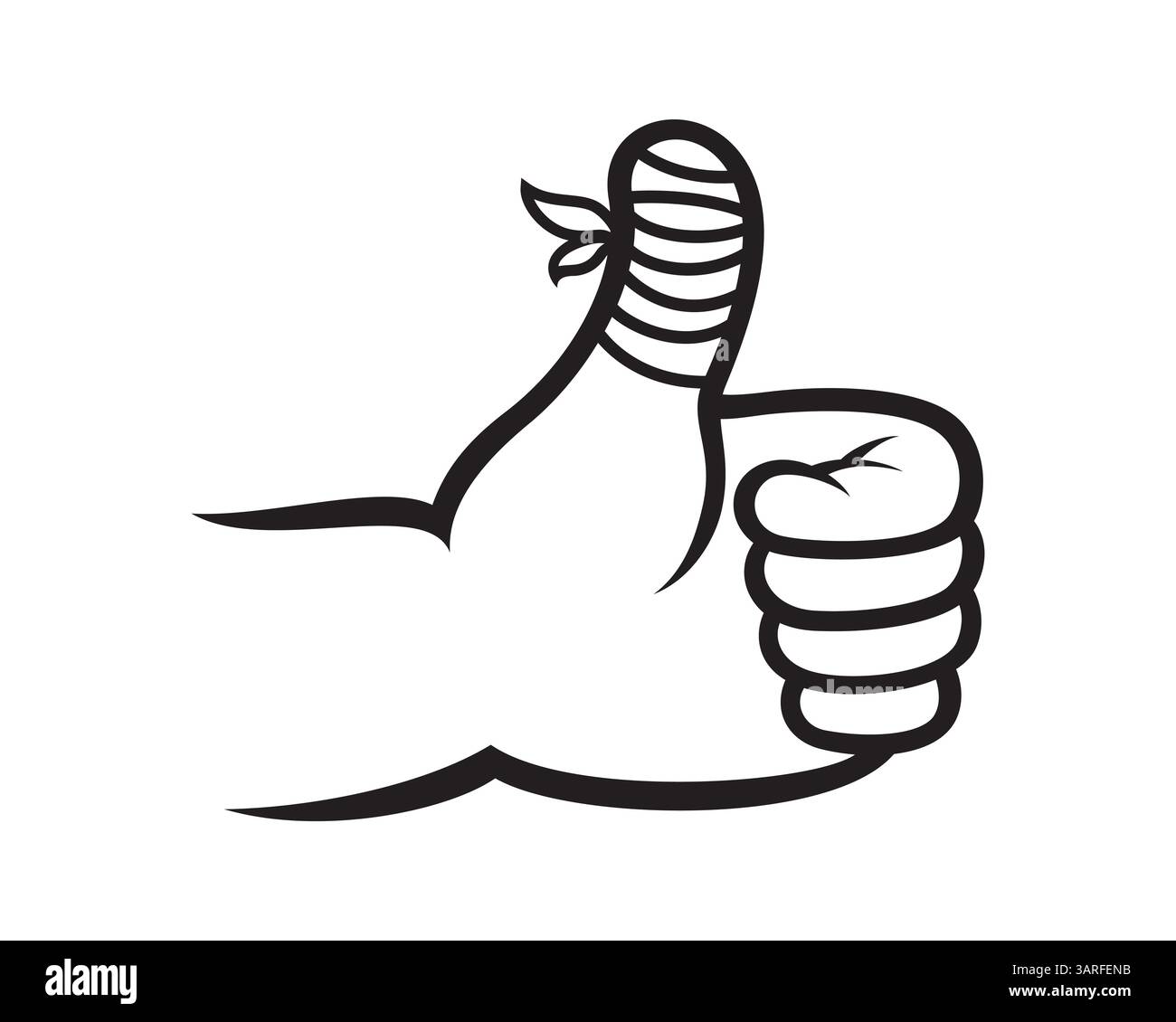 Like or Thumb's Up Hand Gesture with Bandage Silhouette Style Stock Vector Image & Art - Alamy