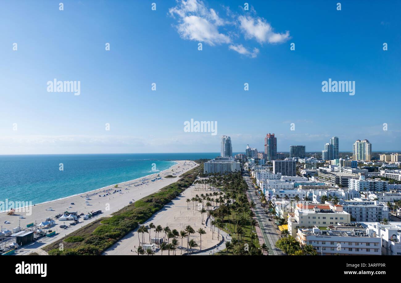 Miami Beach aerial view with skyline. Miami from above. Miamis famous ...