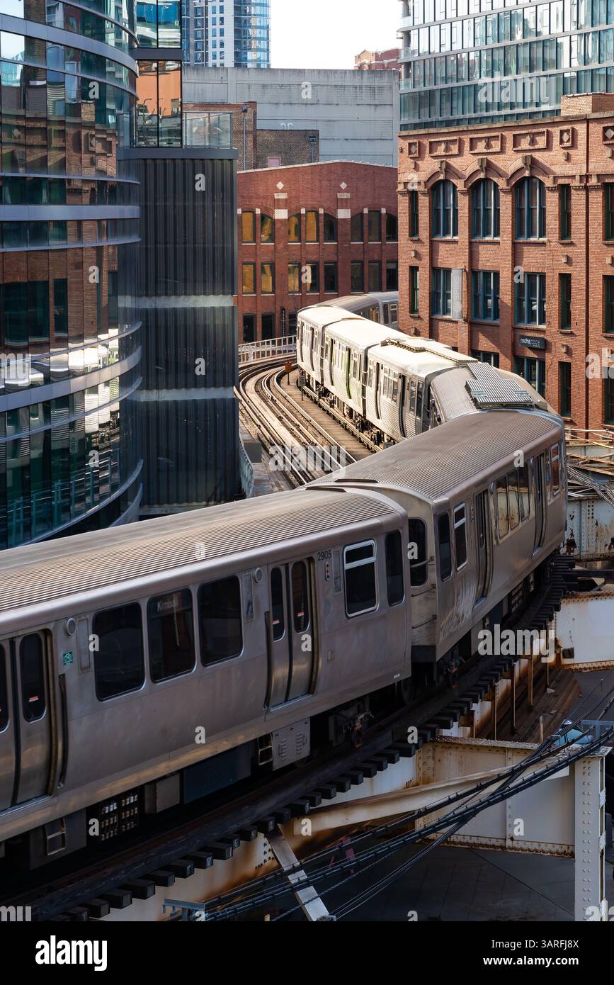 Chicago, Illinois - United States - April 6th, 2025: Commuter train ...