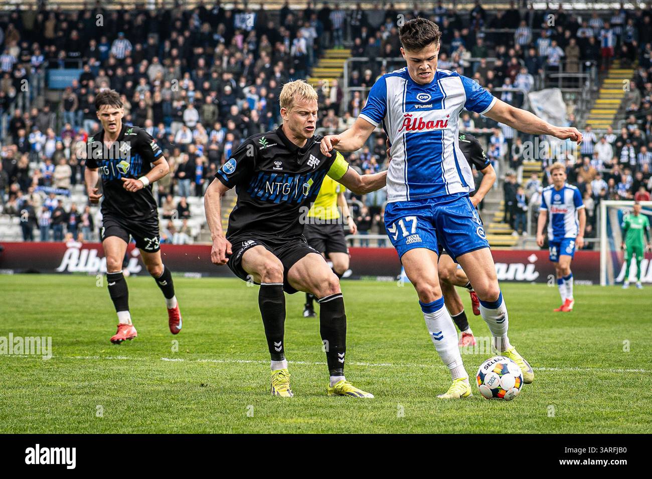 Odense, Denmark. 17th, April 2025. Luca Kjerrumgaard (17) of Odense BK ...
