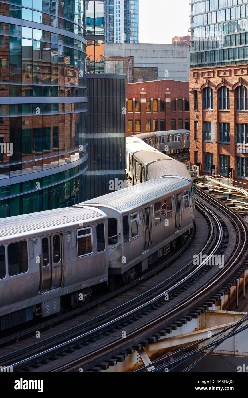 Chicago, Illinois - United States - April 6th, 2025: Commuter train ...