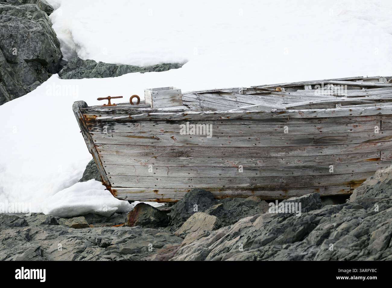 Wreckage of a wooden boat used in the early 1900's to collect water for ...