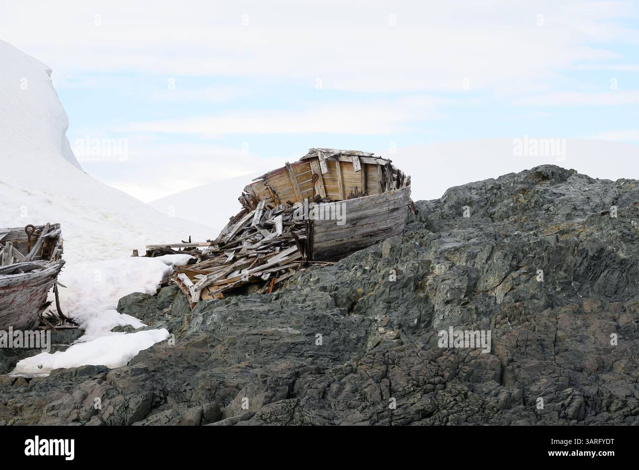 Wreckage of a wooden boat used in the early 1900's to collect water for ...
