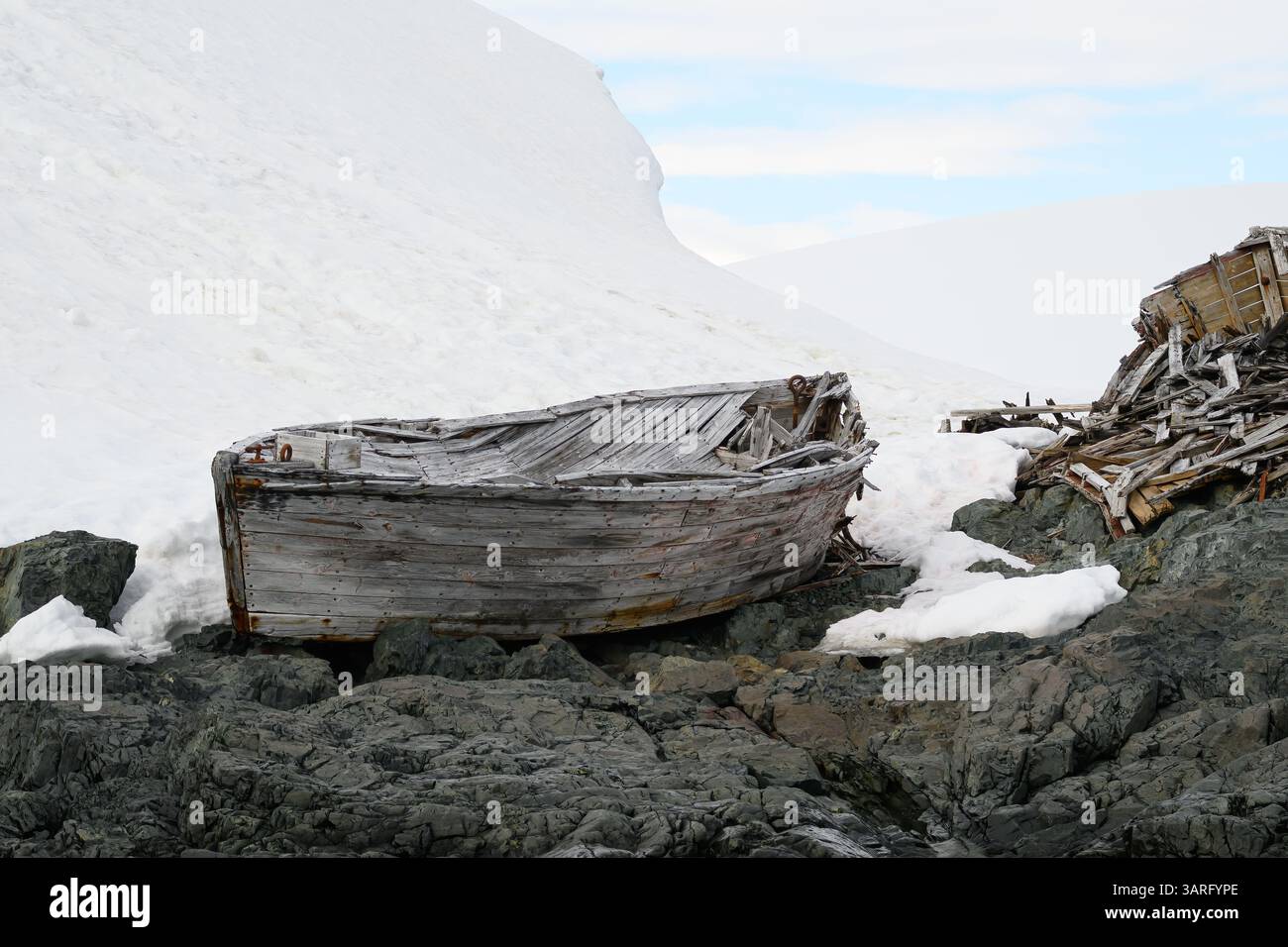 Wreckage of a wooden boat used in the early 1900's to collect water for ...