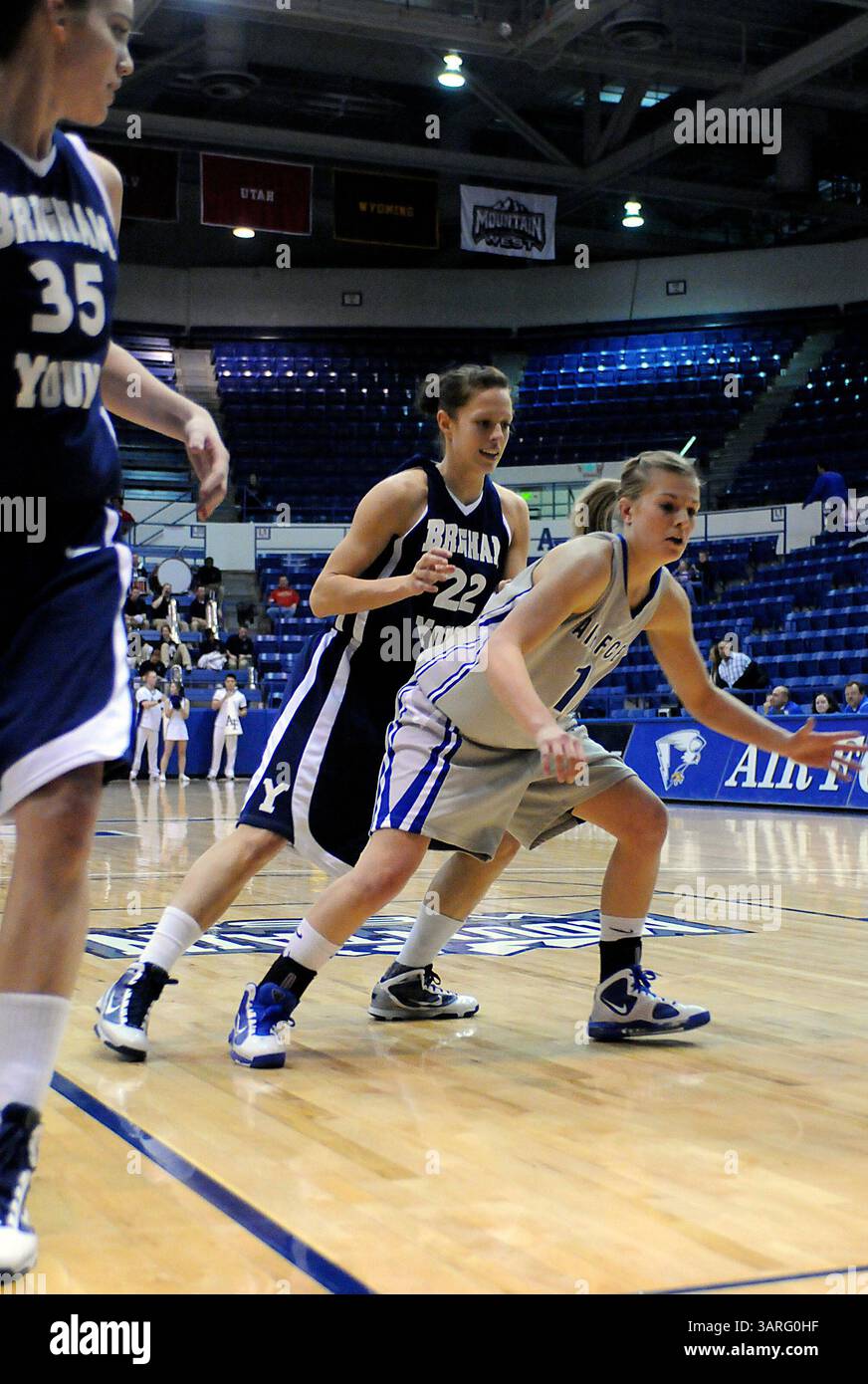 February 13, 2010: Air Force's Anna Gault (11) and BYU's Mindy Bonham ...