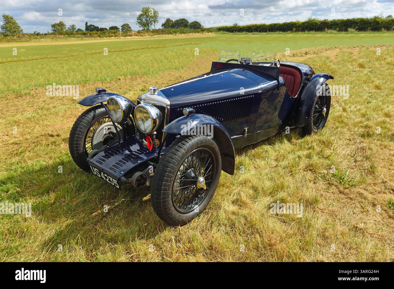 : Vintage 672 Riley 12-4 Kestrel Special (1934) parked on grass Stock ...