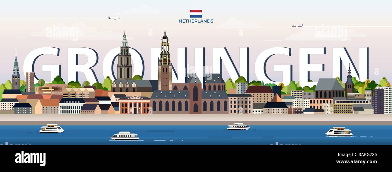 Netherlands groningen city skyline Stock Vector Images - Alamy