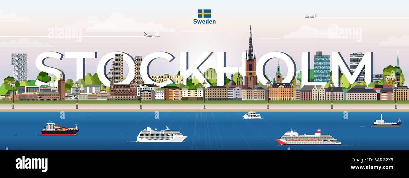 Stockholm rooftop view Stock Vector Images - Alamy