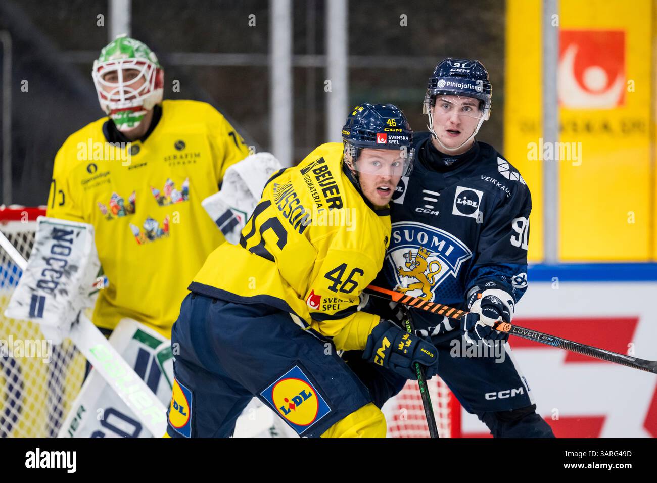 Filip Johansson of, Sweden. , . and Petteri Puhakka of Finland during ...