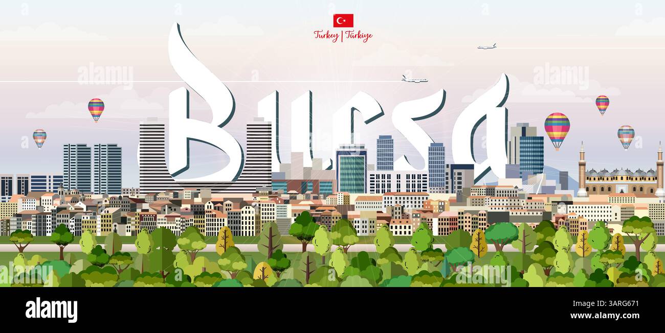 Bursa city panoramic view Stock Vector Images - Alamy