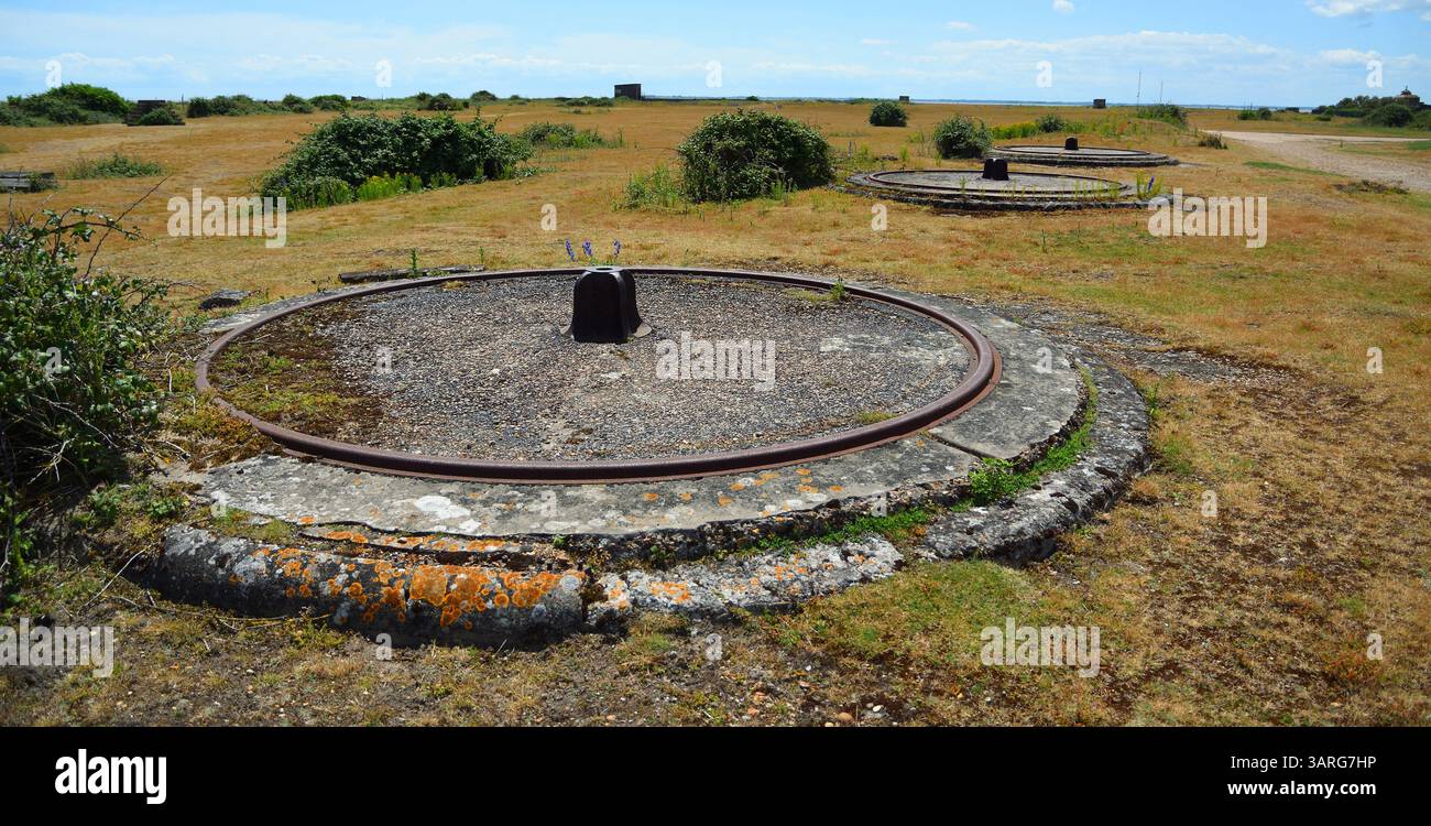 Victorian Gun Mount near Landguard Fort at Felixstowe Suffolk Stock ...