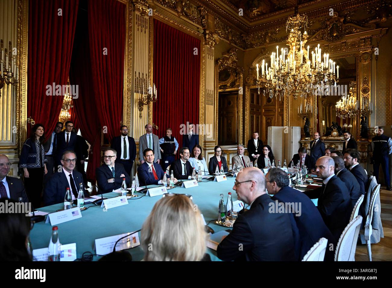 US Secretary of State Marco Rubio, center at left, French Foreign ...