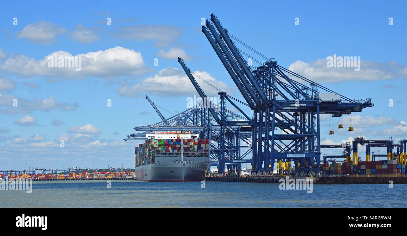 Container ships unloading at Felixstowe Docks Stock Photo - Alamy