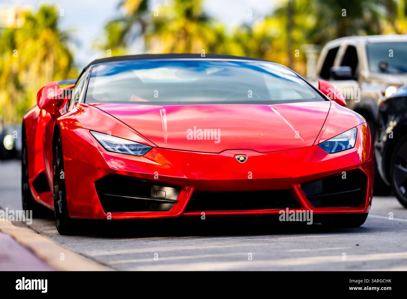 April 3, 2025. Miami. Lambo concept. Lamborghini sportscar on summer ...