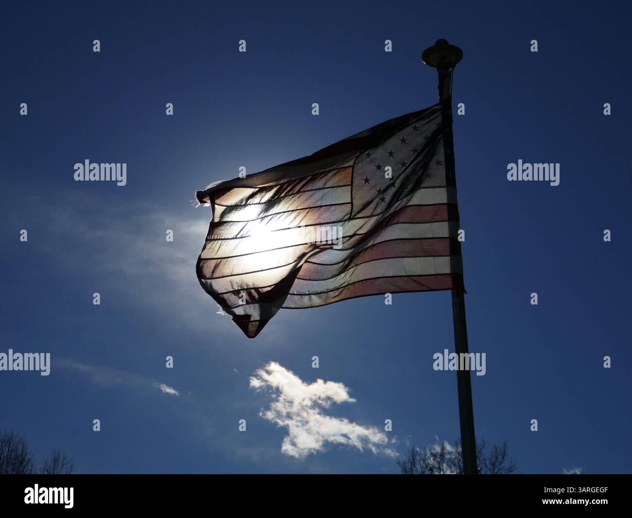 American flag waving in aerial hi-res stock photography and images - Alamy