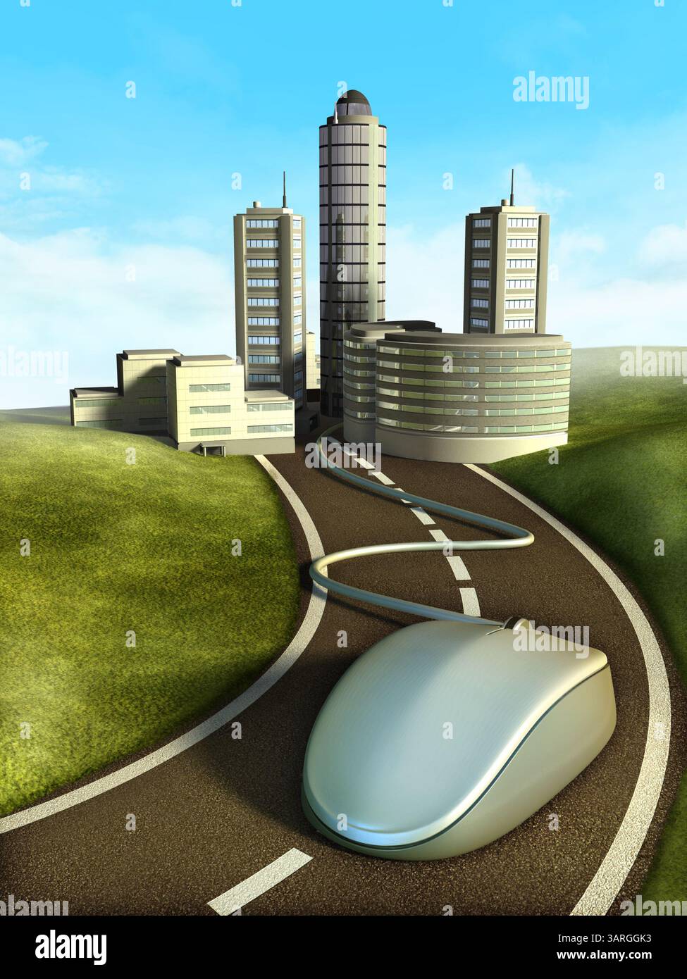 Remote working using modern technologies. Digital illustration Stock ...