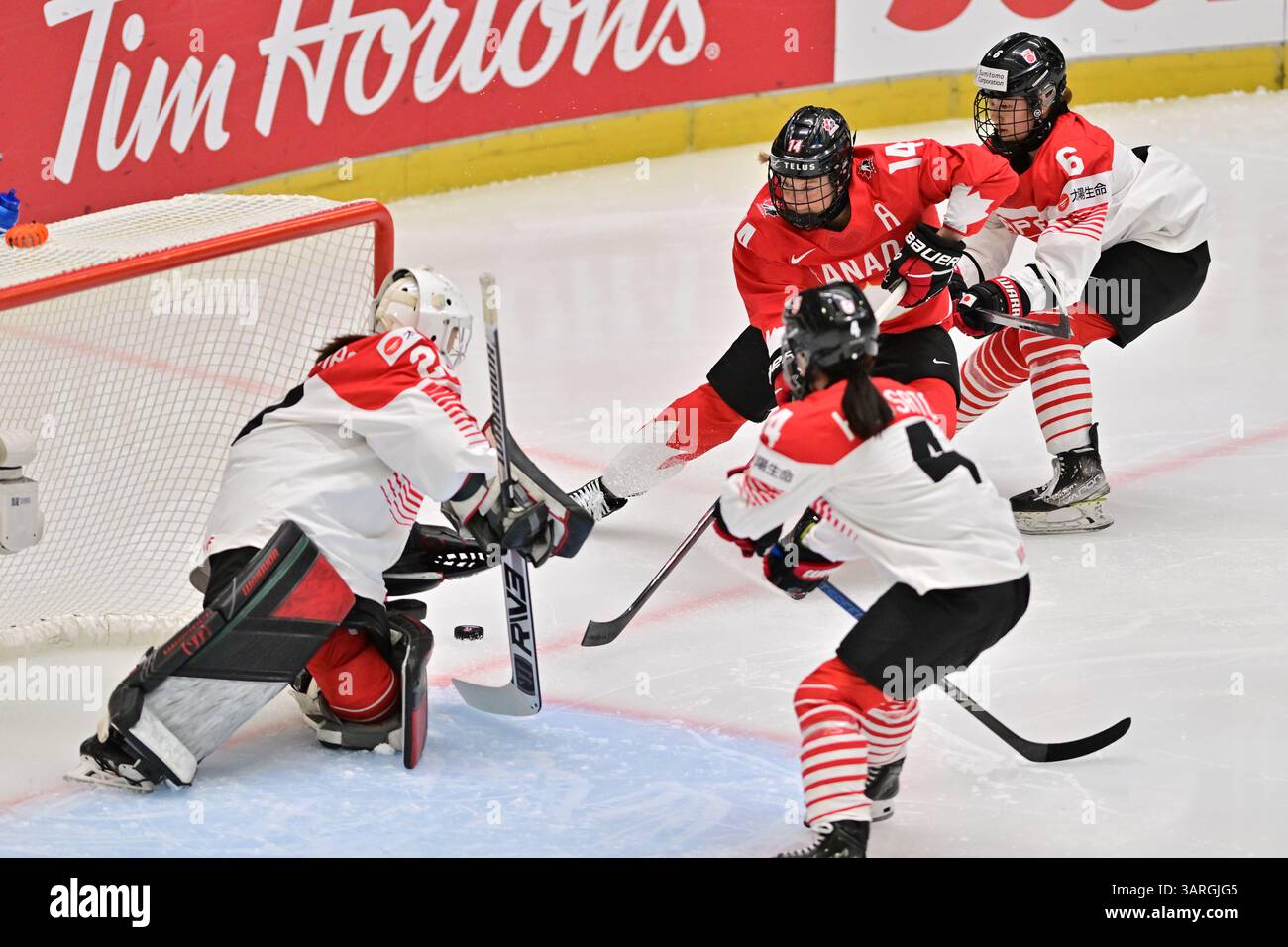L-R goalkeeper Miyuu Masuhara (JPN), Ayaka Hitosato (JPN), Renata Fast ...