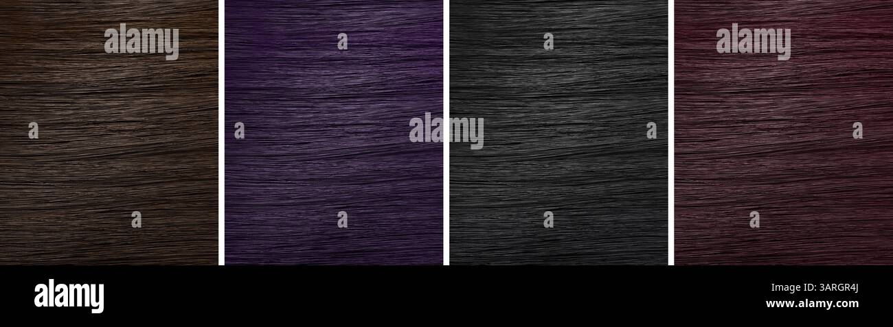 Hair color palette. Collage with samples of hair dyed in different ...