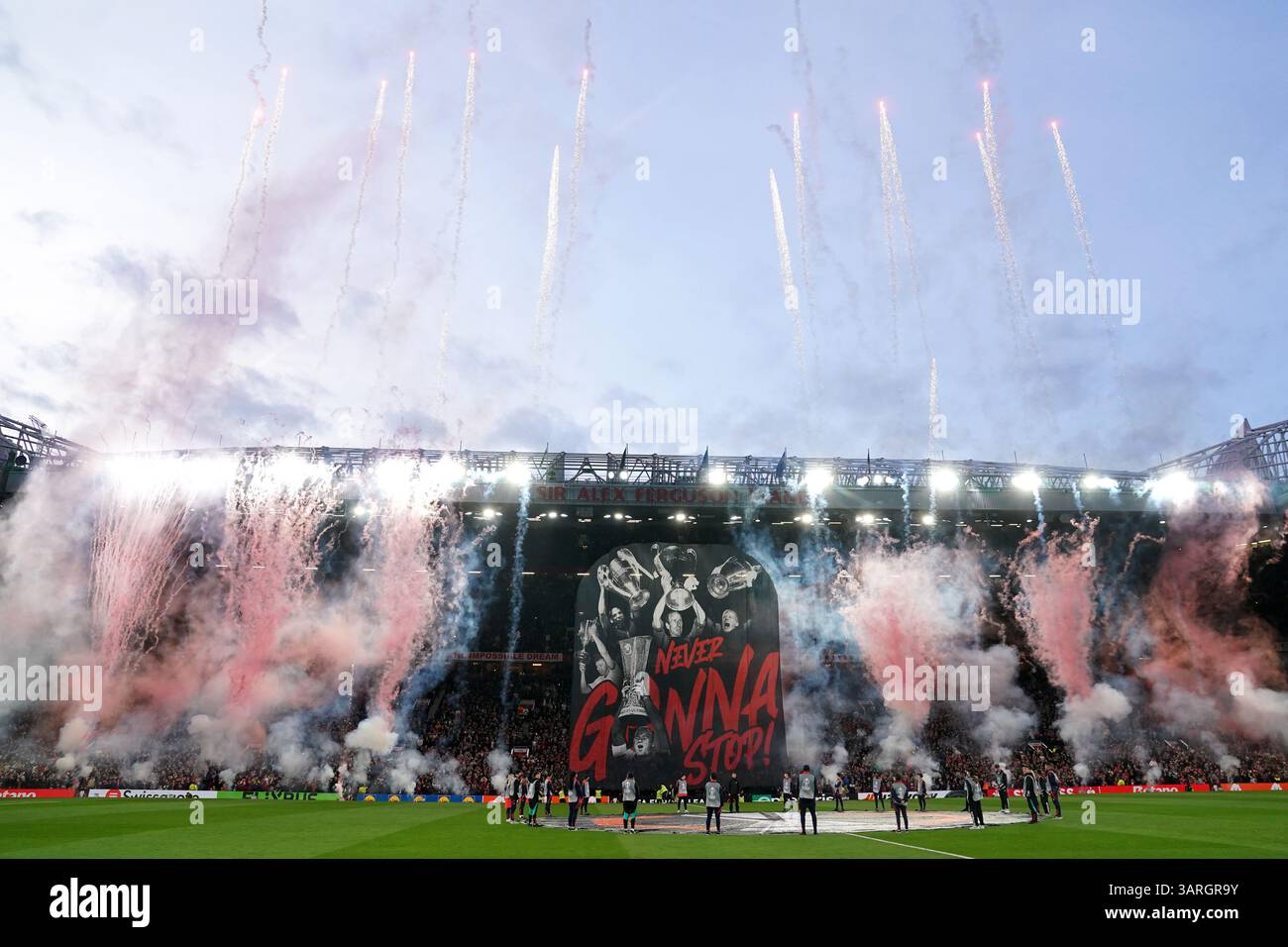 Pyrotechnics ahead of the UEFA Europa League quarter-final, second leg ...