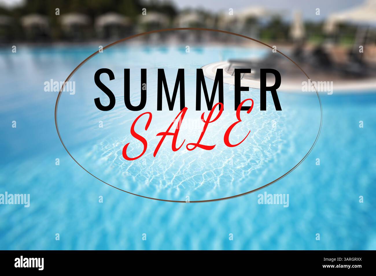 Seasonal discount flyer. Words Summer Sale against outdoor swimming ...
