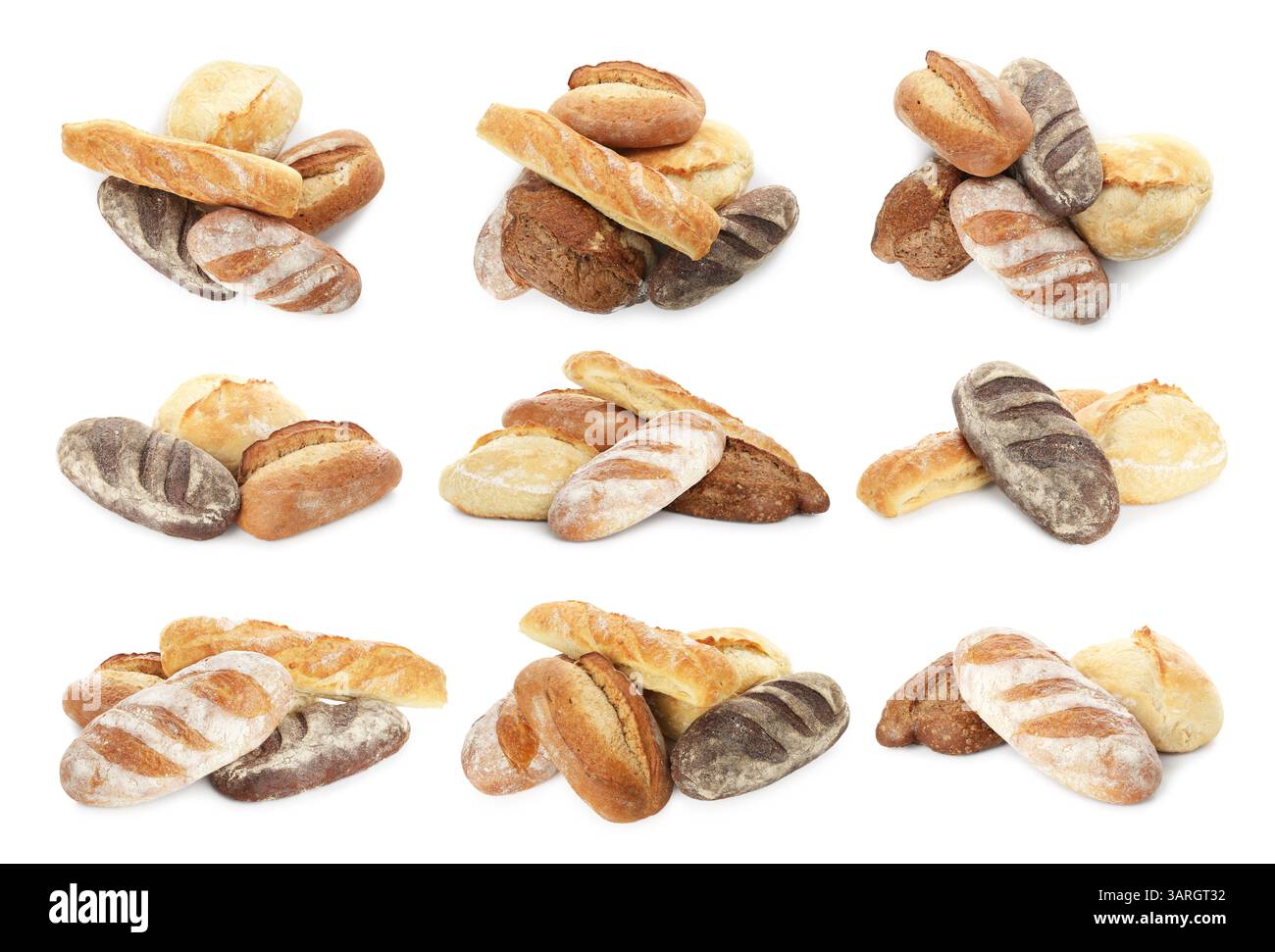 Different types of bread isolated on white, set Stock Photo - Alamy
