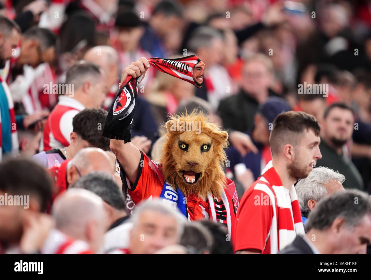 Athletic Bilbao fans in the stands during the UEFA Europa League ...