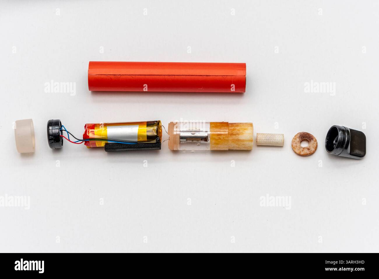 Disassembled electronic cigarette on a white background, the ...