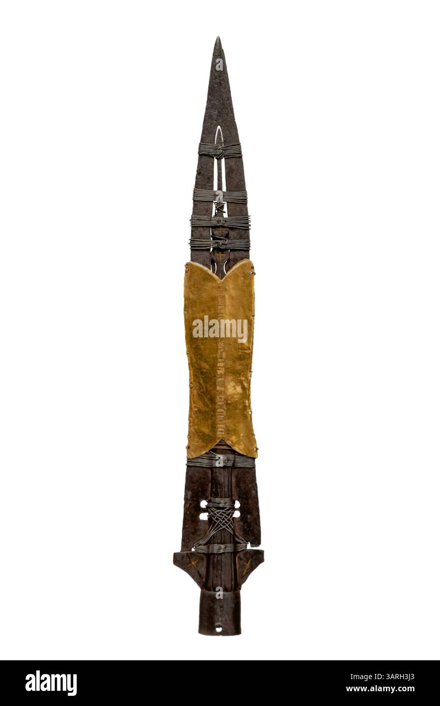 The Holy Spear of Fate of Longinus on a white background, an ancient artifact, an Instrument of ...