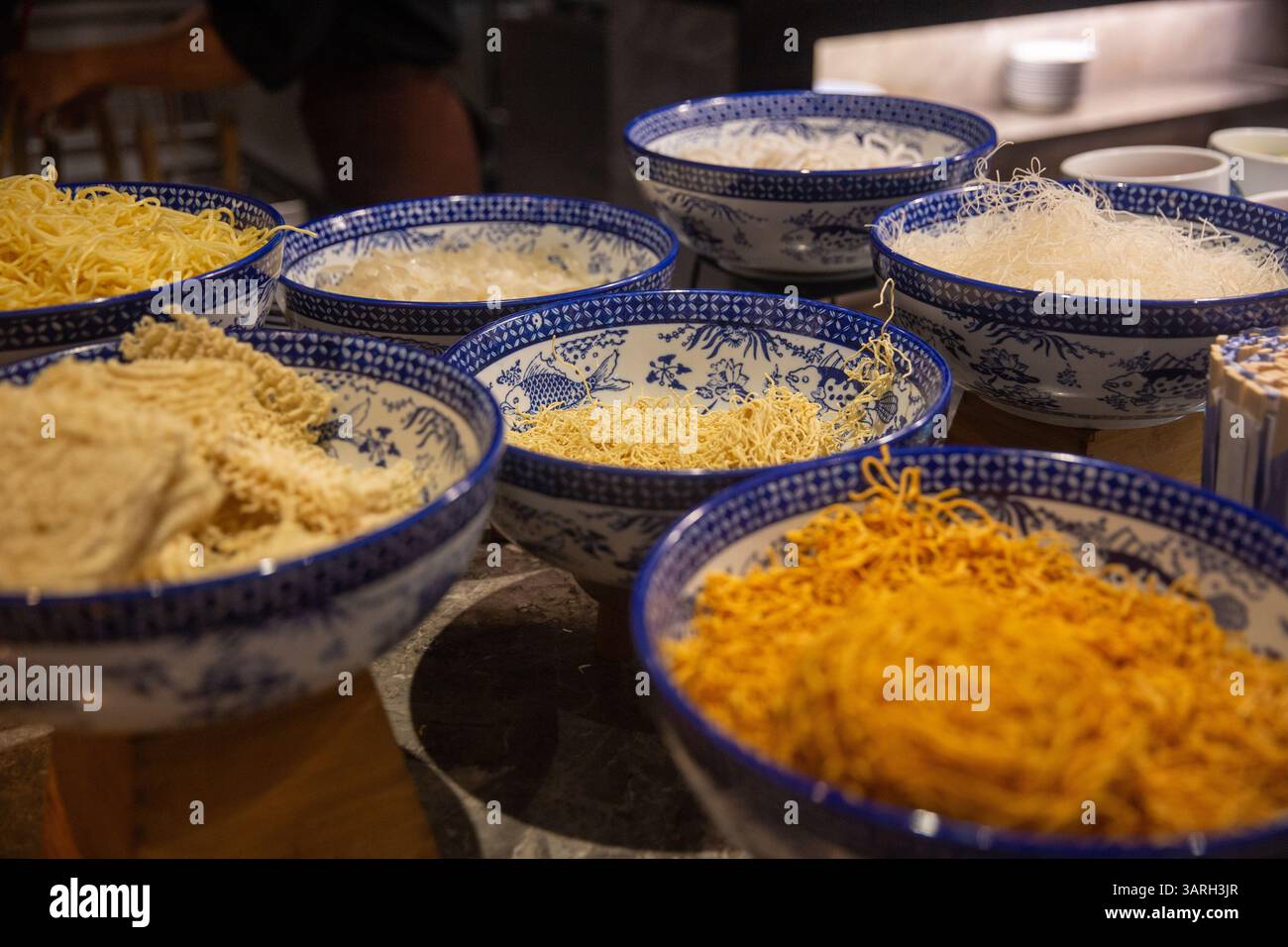 Different Types of Noodles at an asian buffet Stock Photo - Alamy