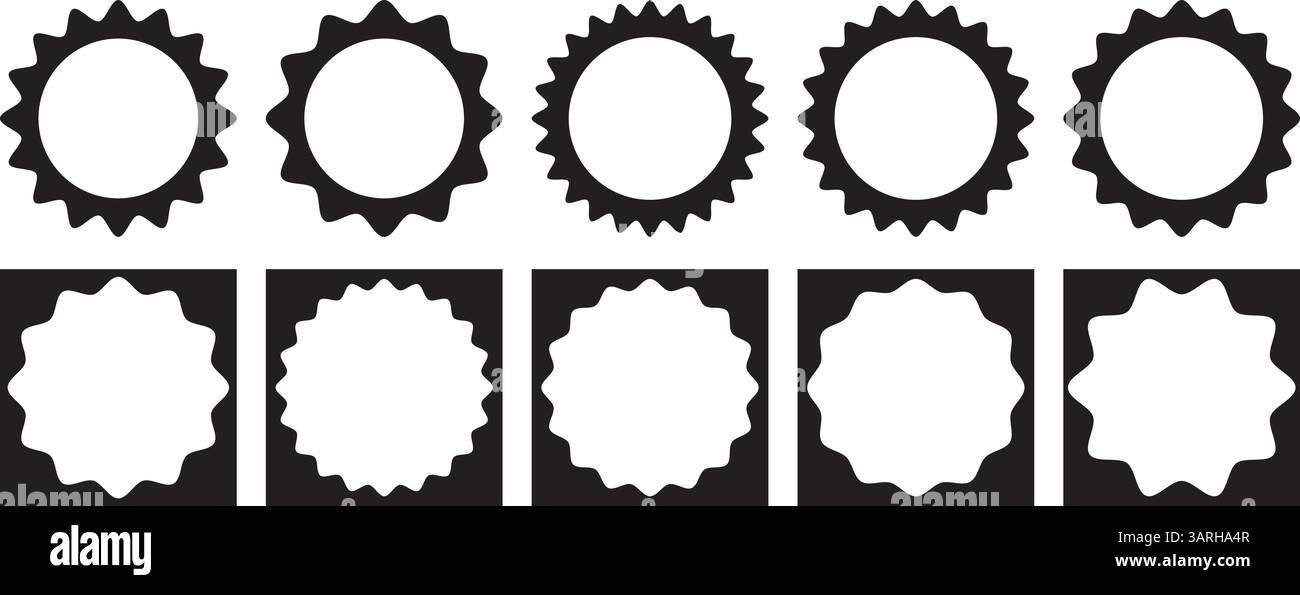 Set of square and circle wave scalloped edge frames. Squiggle photo ...