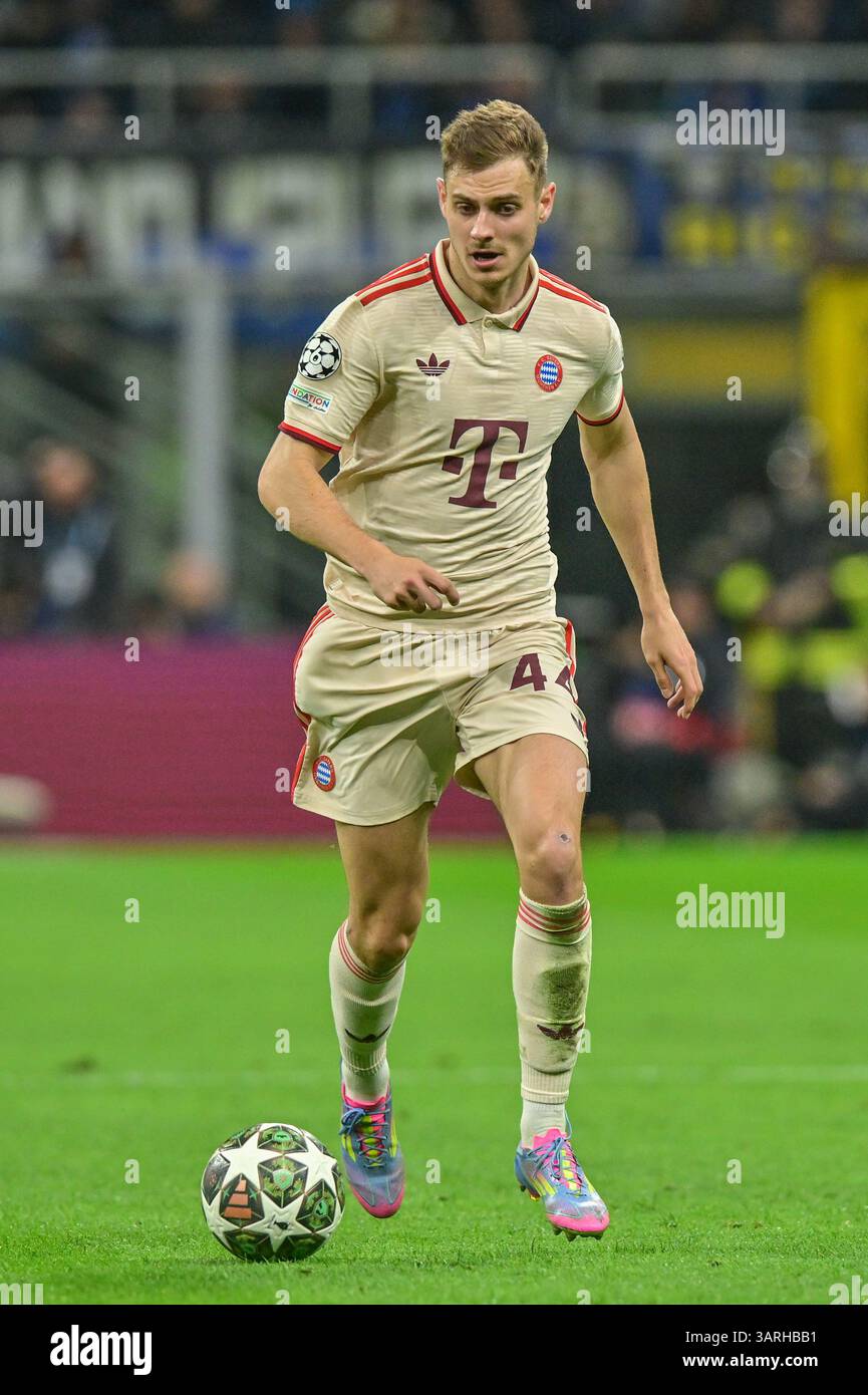 Milano, Italy. 16th Apr, 2025. Josip Stanisic (44) of Bayern Munich ...