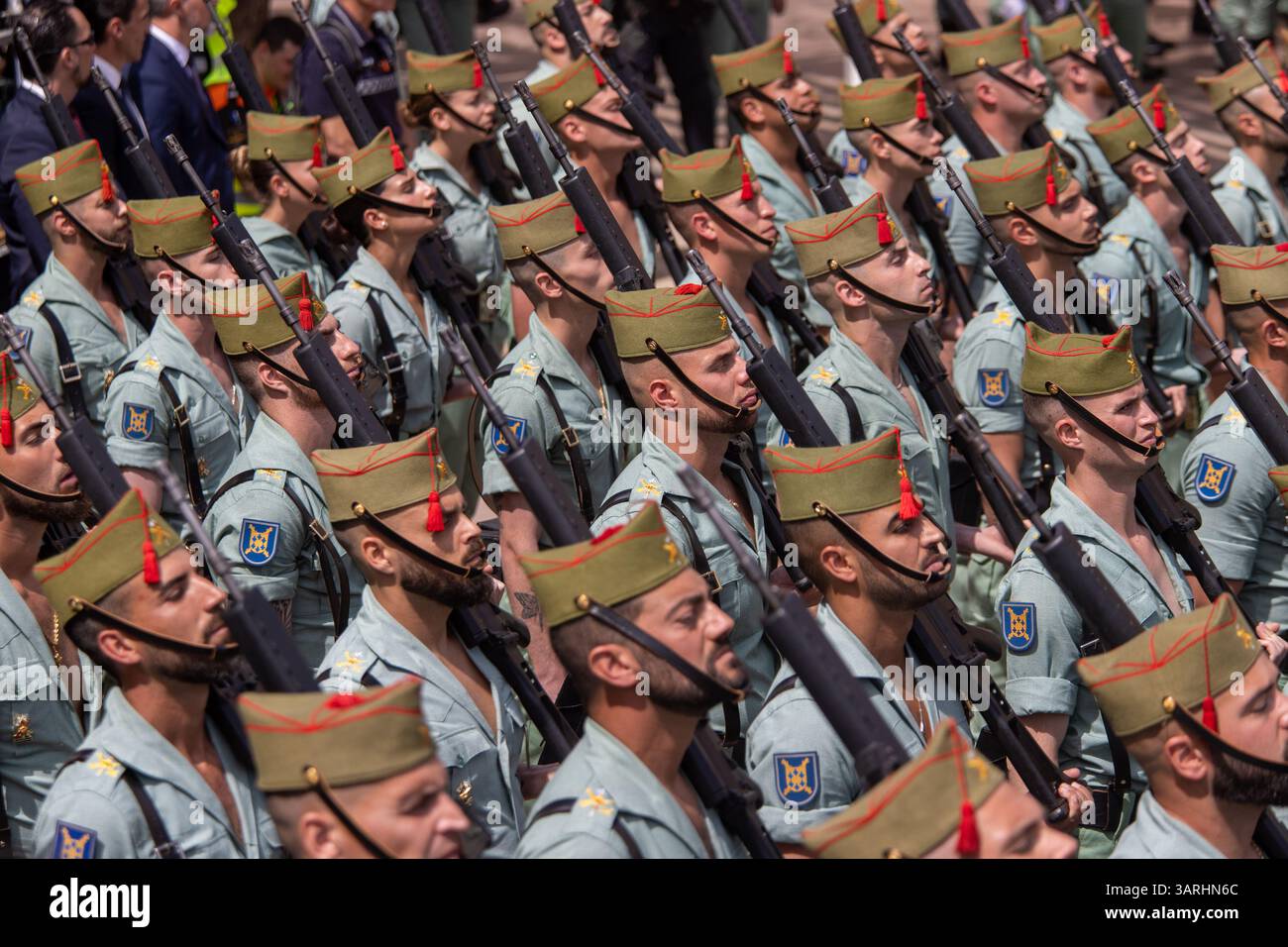 A group of legionaries parade during the transfer of the Christ of Mena ...