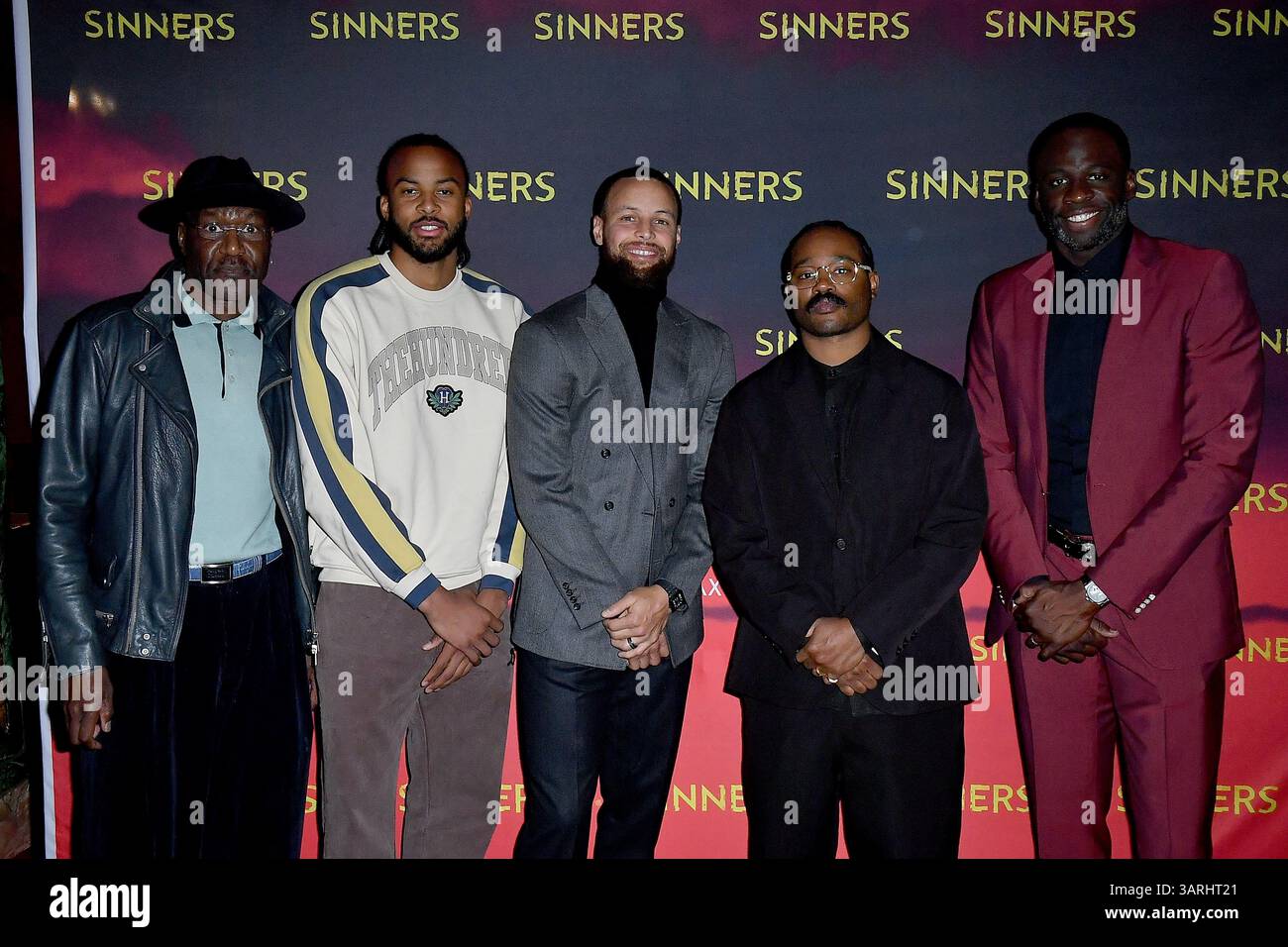Oakland, USA. 16th Apr, 2025. Delroy Lindo. Moses Moody, Stephen Curry ...