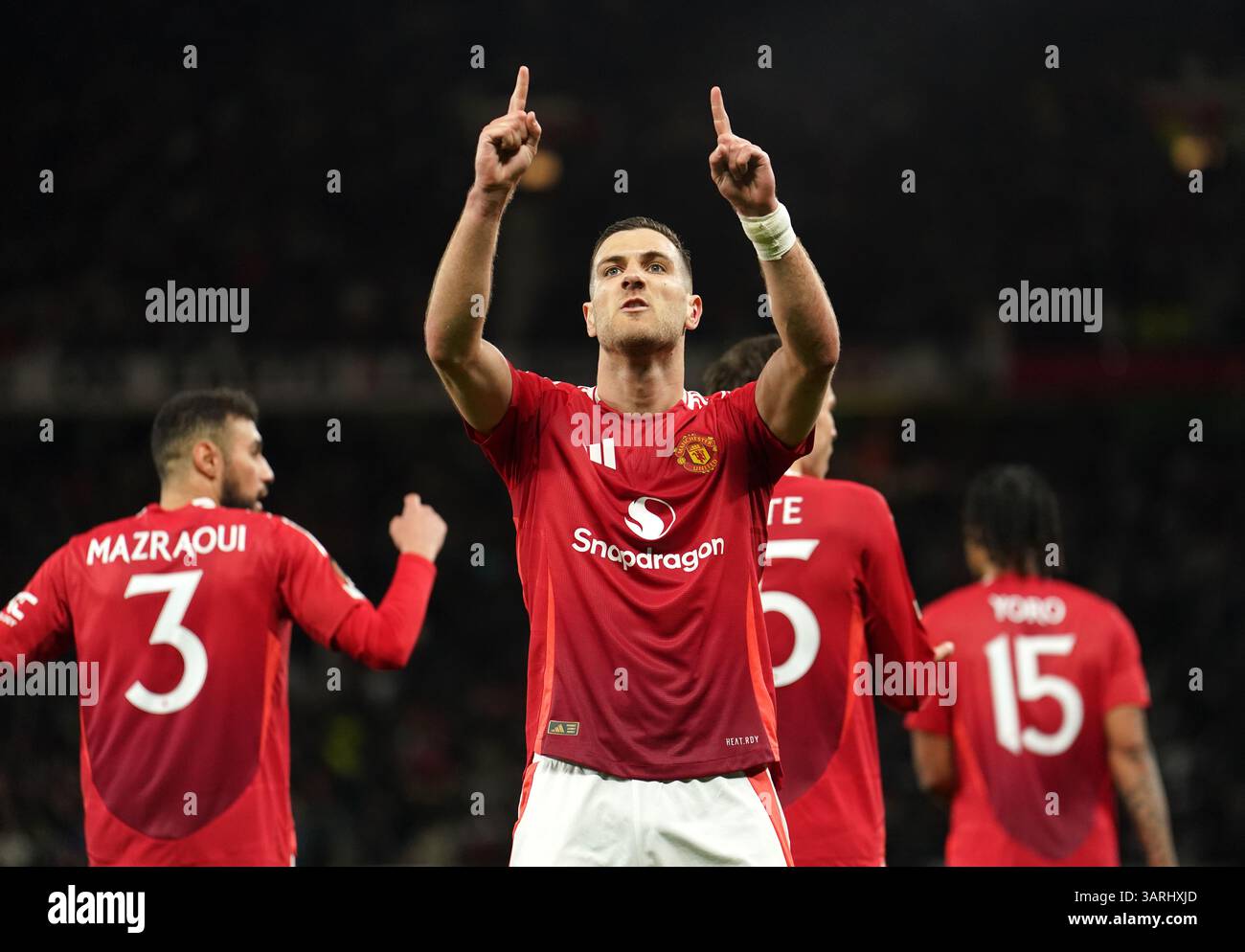 Manchester United's Diogo Dalot celebrates scoring their side's second ...