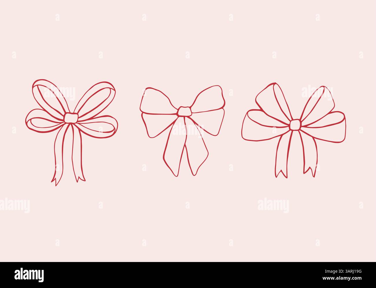 Cherry bow whimsical vector hand drawn illustration set Stock Vector ...