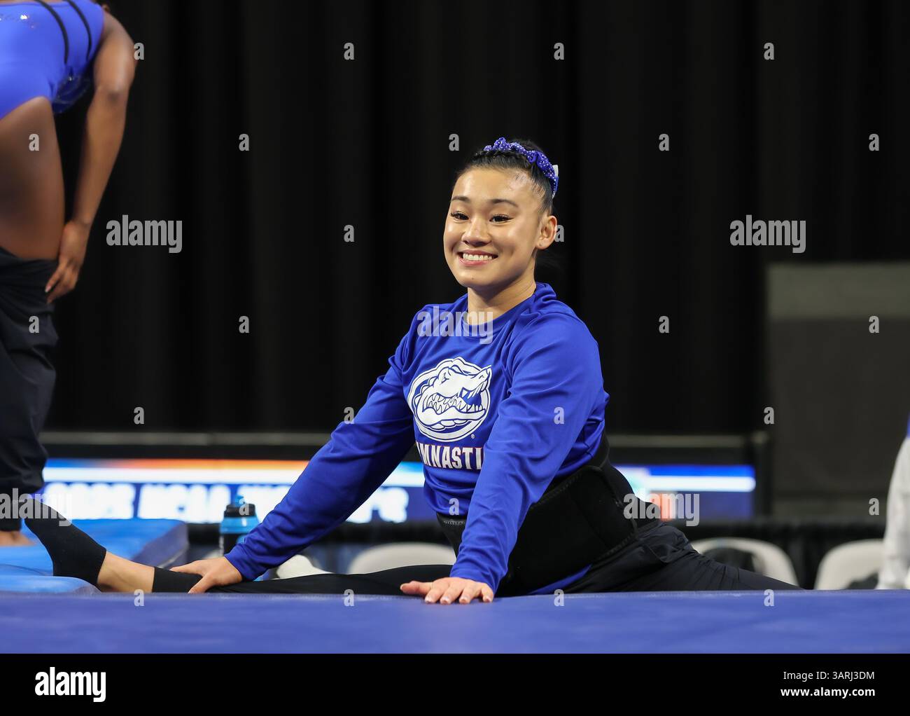 April 17, 2025: Florida's Leanne Wong warms up prior to Session 1 of ...
