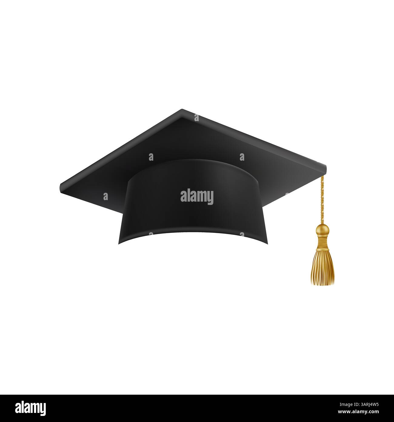 Realistic Black graduate cap. 3D Graduation Doctoral hat Stock Vector ...