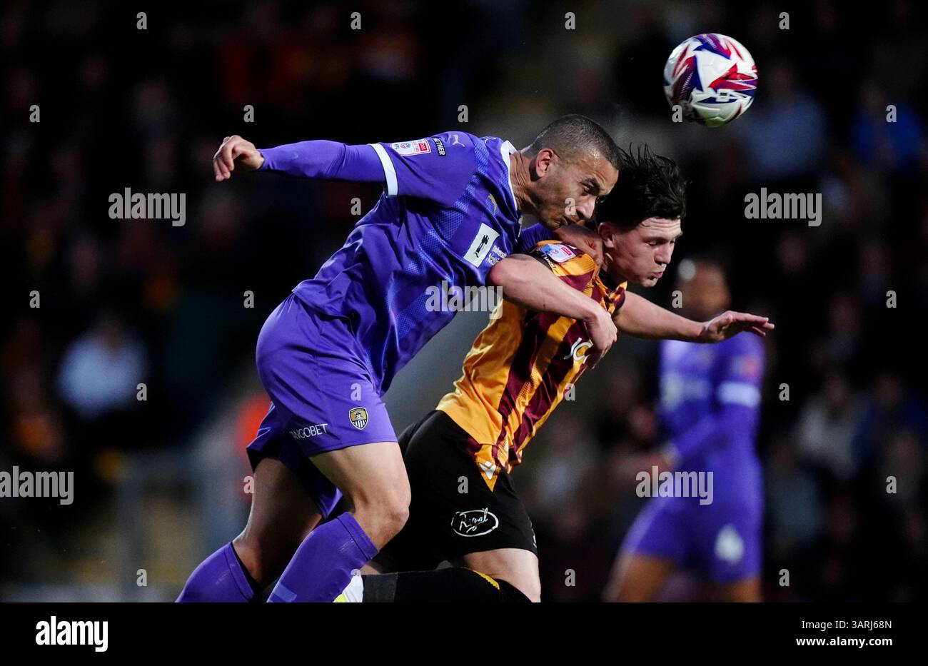 Notts County's Rod McDonald (left) and Bradford City's Calum Kavanagh ...