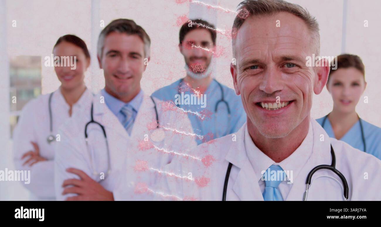 Image of diverse doctors over dna strand Stock Photo - Alamy