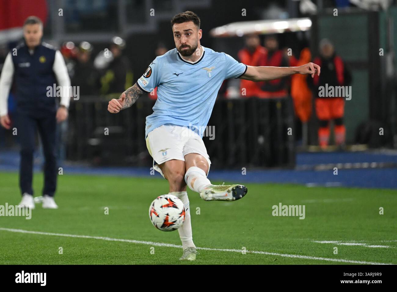 Rome, Italy. 17th Apr, 2025. Mario Gila of SS Lazio in action during ...