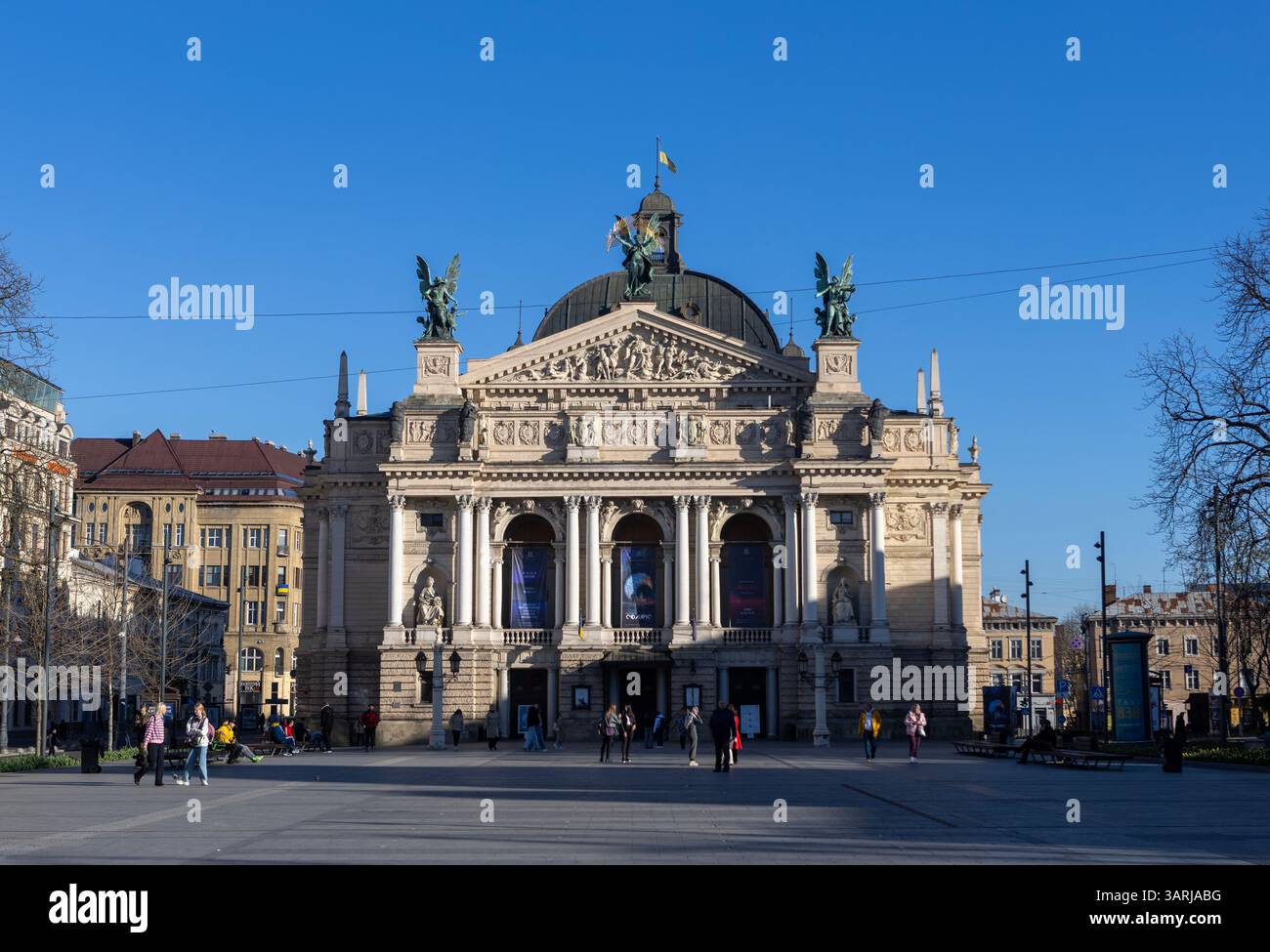 The Lviv Opera House stands in the soft morning light, its majestic ...