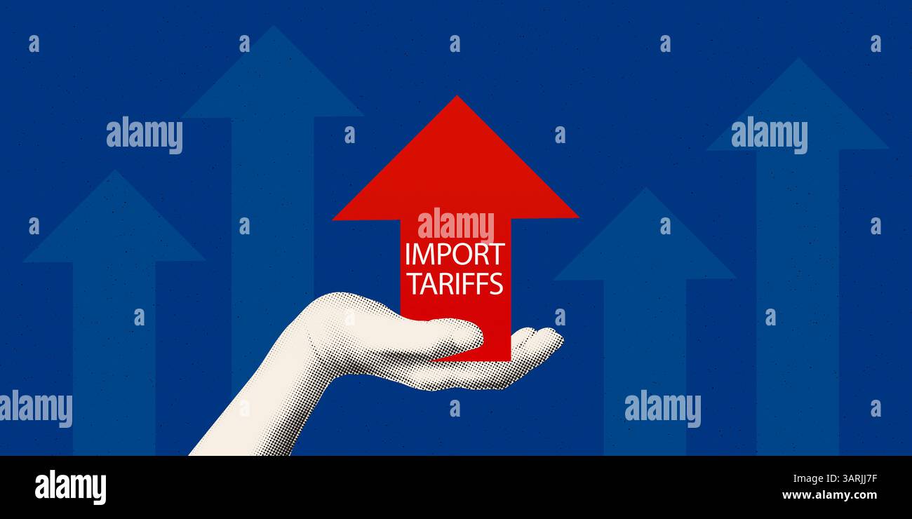 Import tariffs increasing concept vector illustration Stock Vector ...