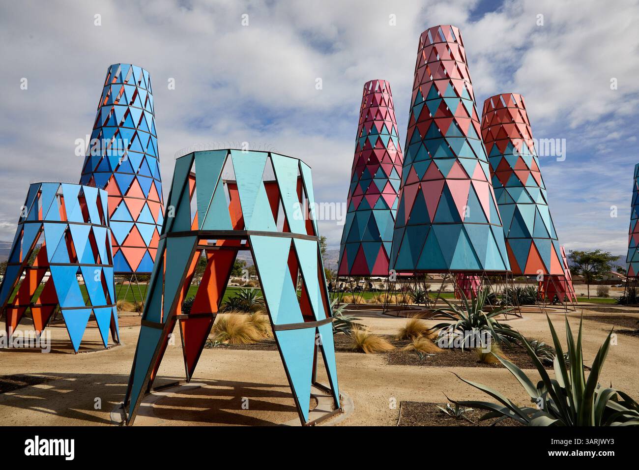 Indio, California, USA. 12th Feb, 2025. The colorful tall structures at ...