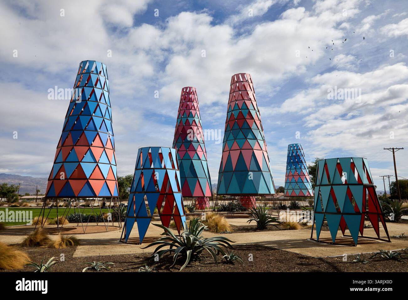 Indio, California, USA. 12th Feb, 2025. The colorful tall structures at ...