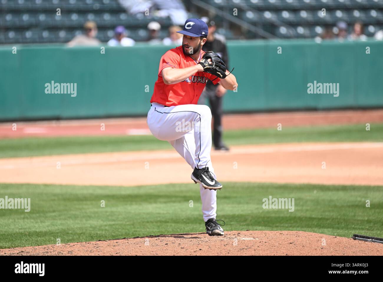 April 17, 2025: Columbus Clippers pitcher Andrew Misiaszek (35) pitches ...