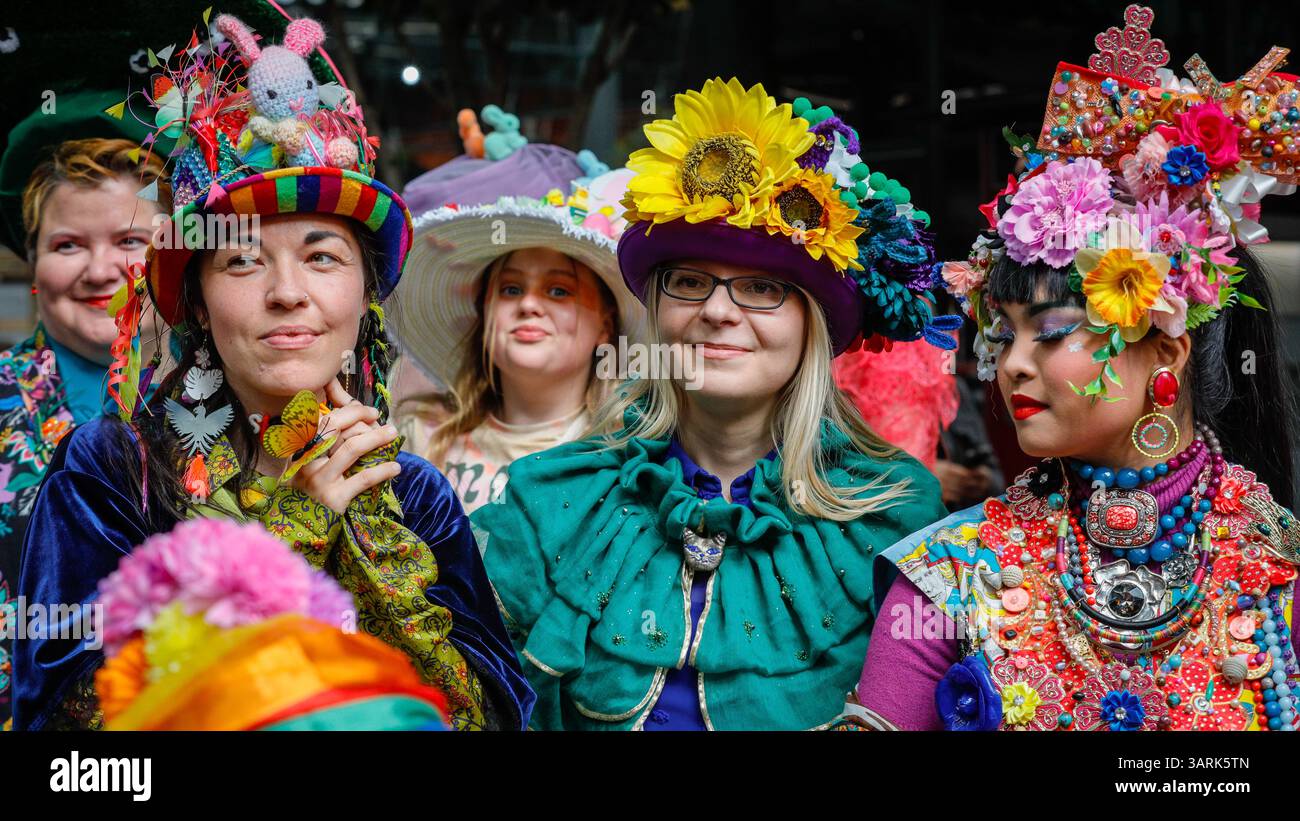 London, UK, 17th April 2025. Participants show off their colourful ...