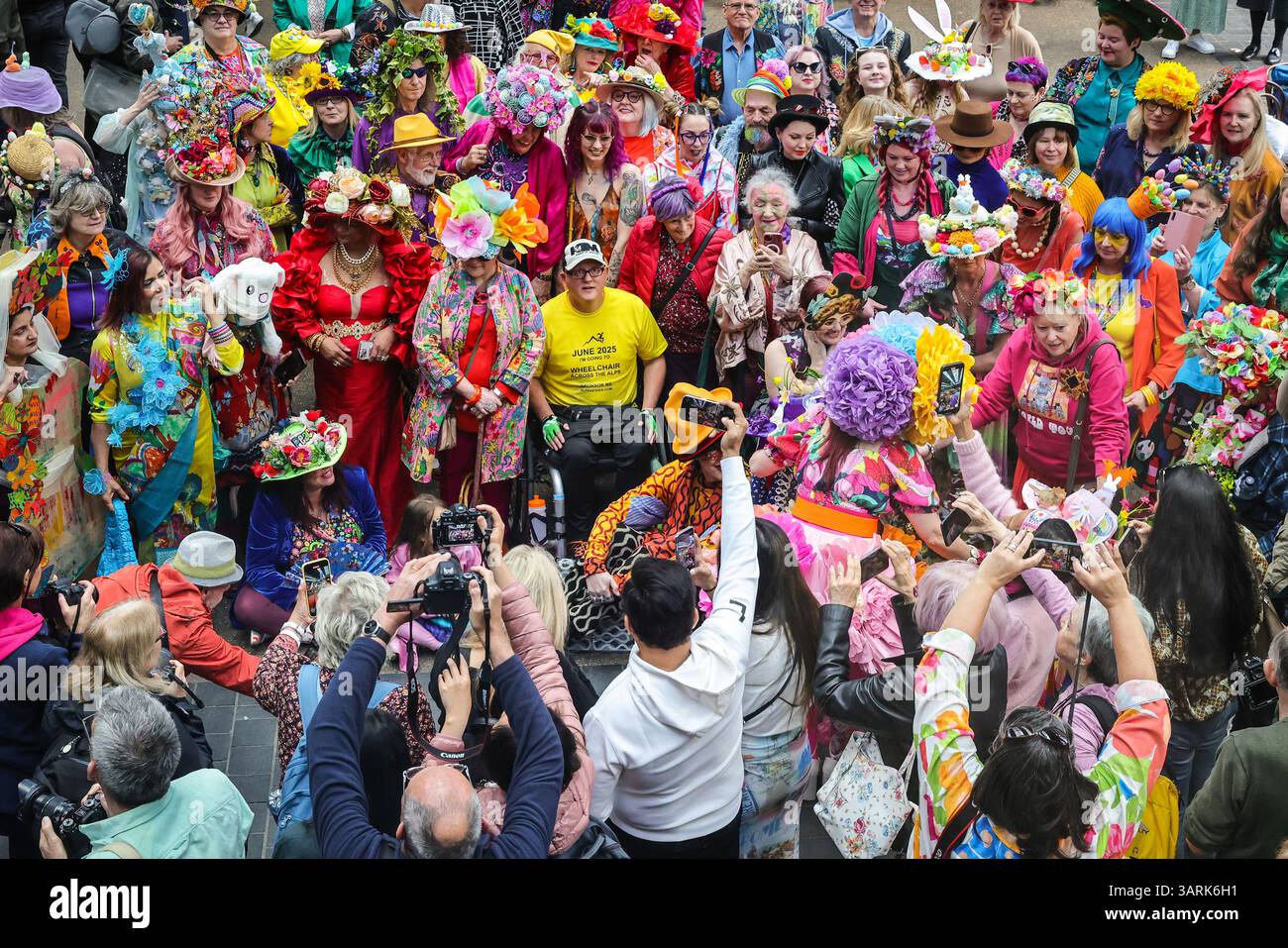 London, UK. 17th Apr, 2025. The group photo proves very popular with ...
